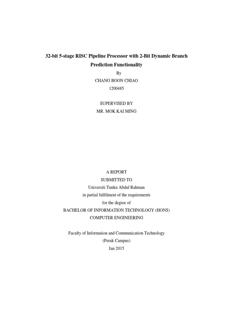 32 Bit 5 Stage Risc Processor With 2 Bit Dynamic Branch Predictor Functionality Pdf Hardware 0463