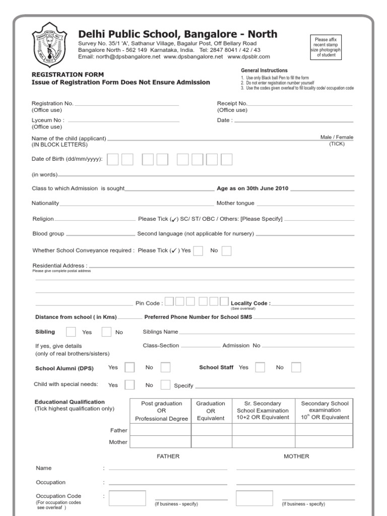 DPS North Registration Form | PDF | Bus | Government