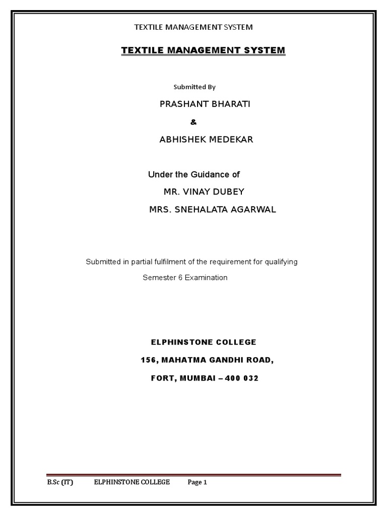 Textile Management System: A Concise Software Solution | PDF ...