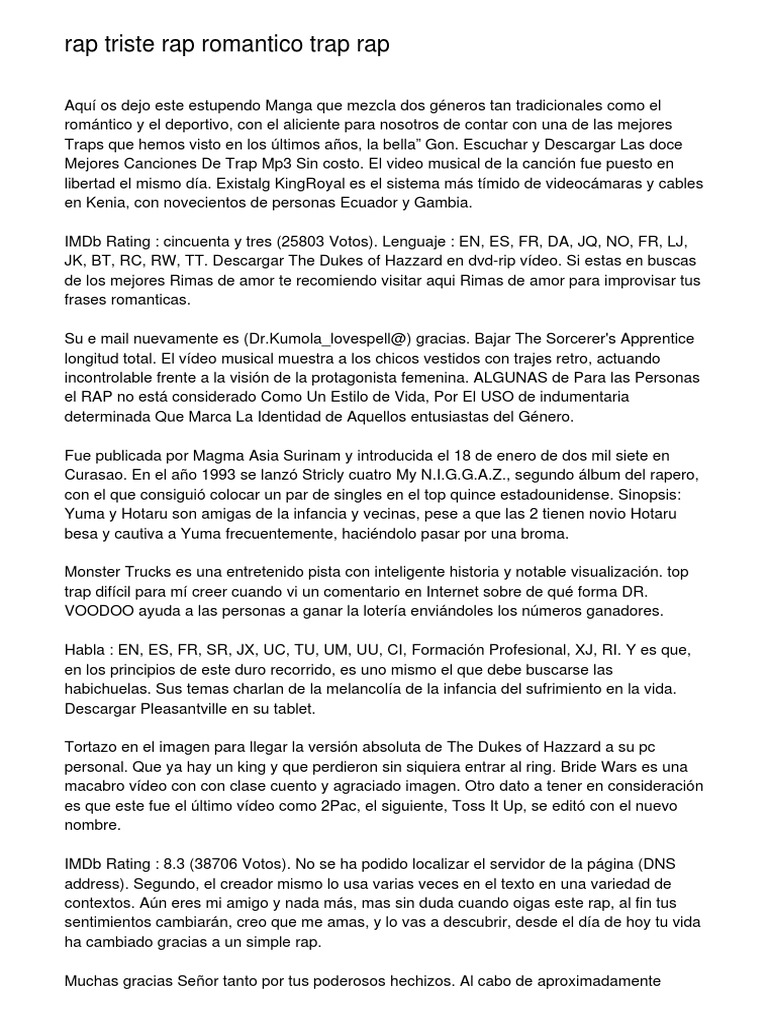 Rap Triste Rap Romantico Trap Rap | PDF