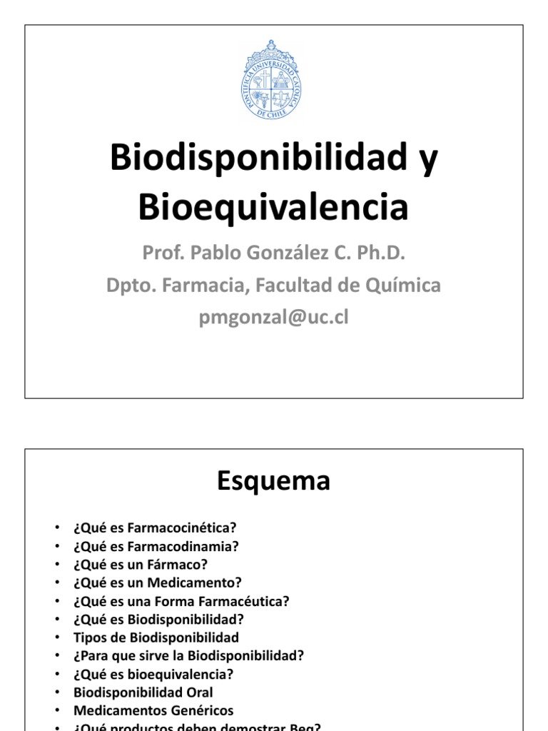 Biodisponibilidad y Bioequivalencia: Conceptos Clave y Casos Prácticos | PDF | Medicamentos con ...