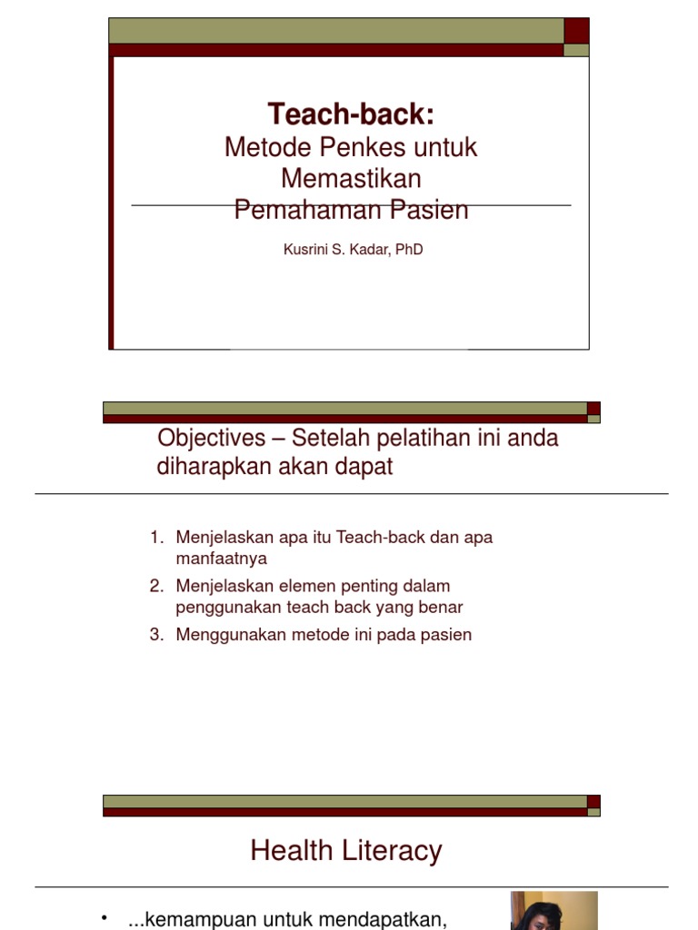 Teach Back Method and HL | PDF