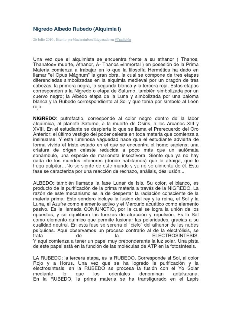 Nigredo Albedo Rubedo I | PDF | Alquimia | Dom