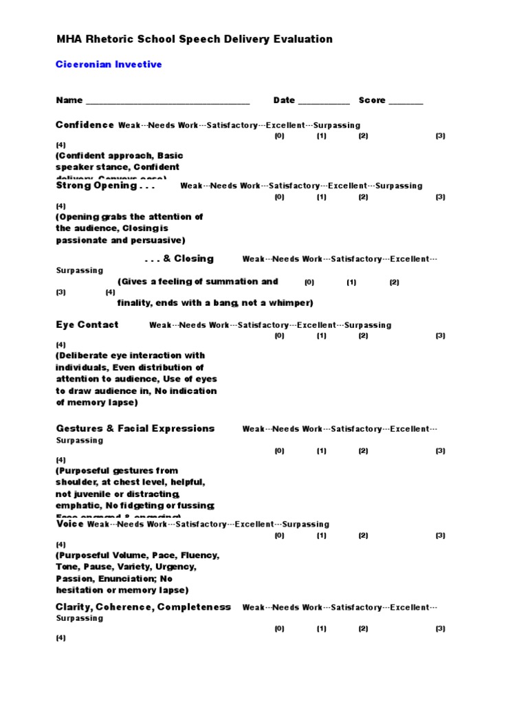 Speech Scoresheet | PDF | Rhetoric | Linguistics