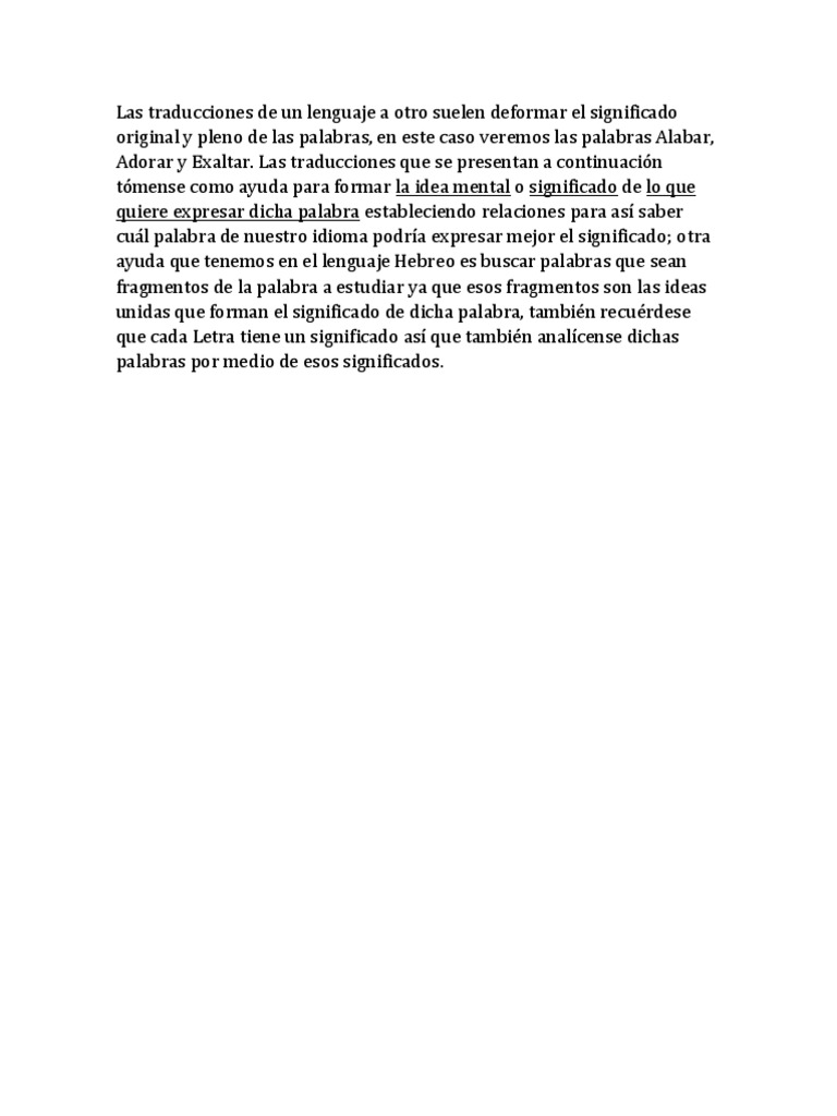Significado de Alabar, Adorar y Exaltar | PDF | Información | Palabra