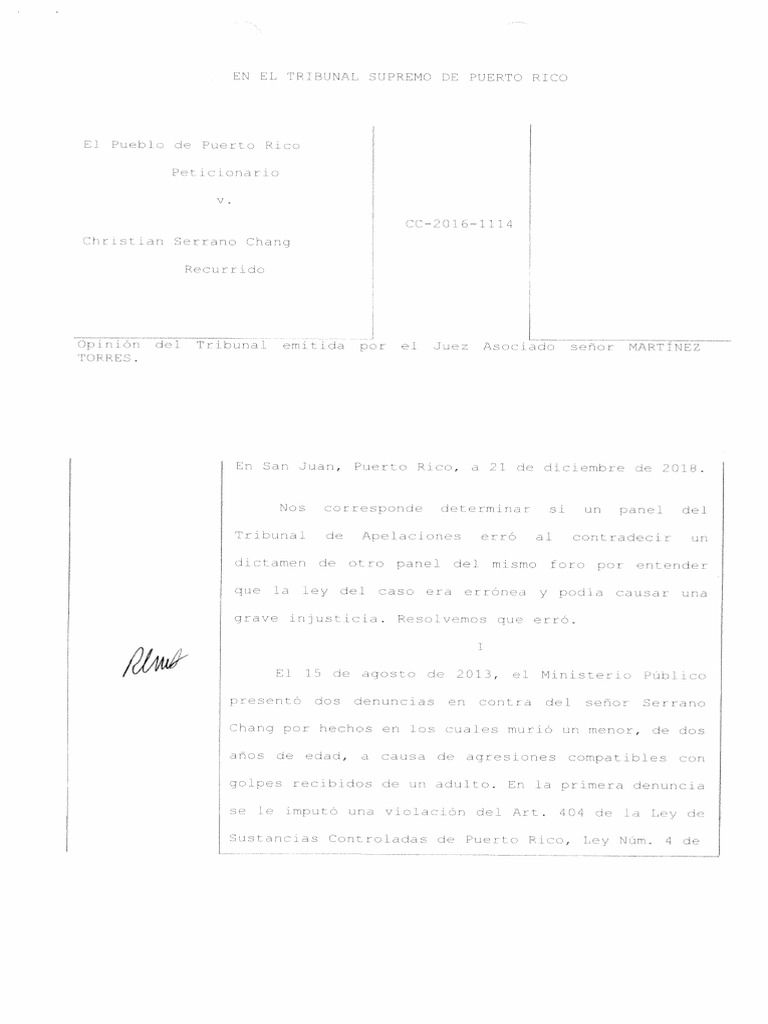 Tribunal Supremo Ordena Nuevo Juicio para Christian Serrano Chang | PDF ...