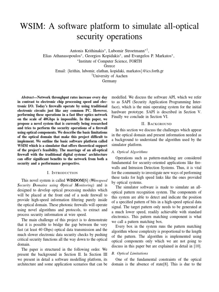 WSIM: A Software Platform To Simulate All-Optical Security Operations ...