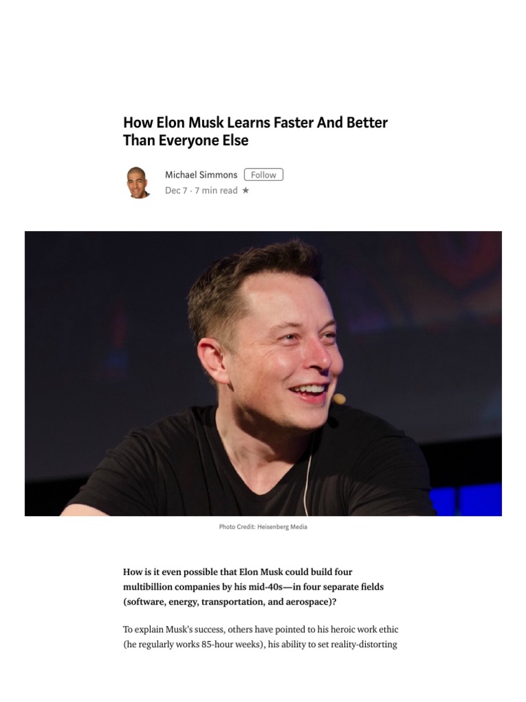 How Elon Musk Learns Faster and Better Than Everyone Else | PDF | Elon ...