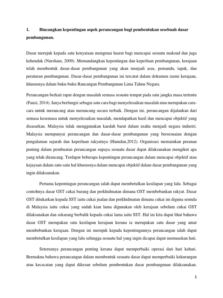 Kepentingan Perancangan Dasar Pembangunan Ok | PDF