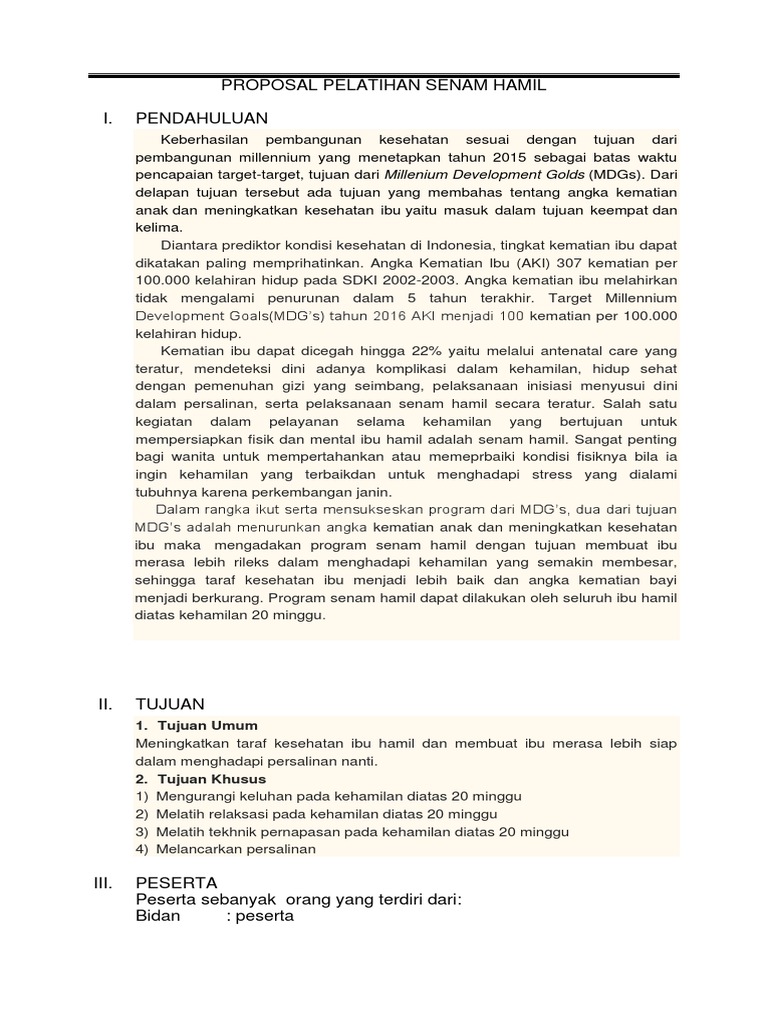 Proposal Pelatihan Senam Hamil | PDF