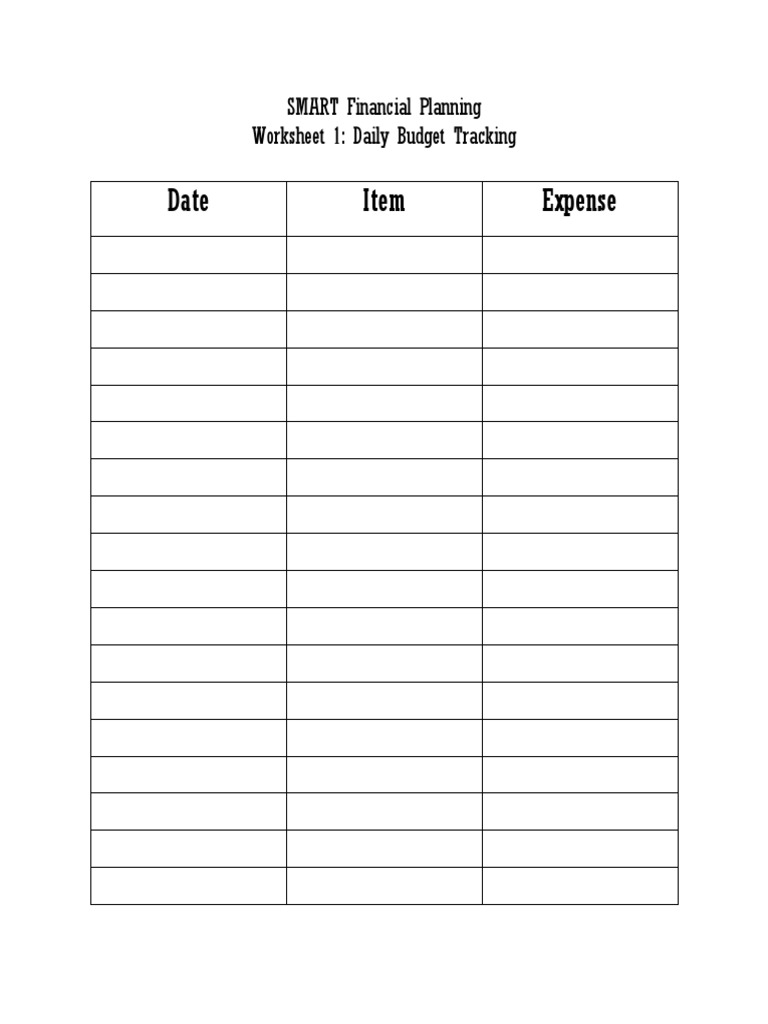 SMART Financial Planning Worksheet 1 | PDF