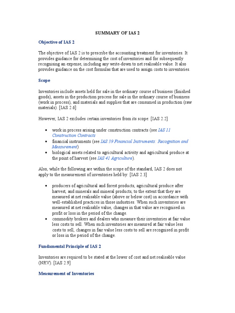 IAS 2 Summary | Download Free PDF | Inventory | Income Statement