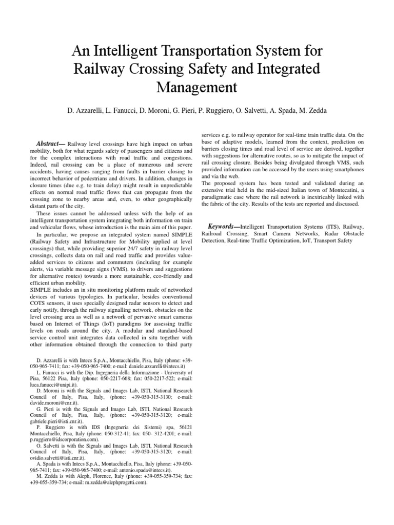 An Intelligent Transportation System for Railway Crossing Safety and ...