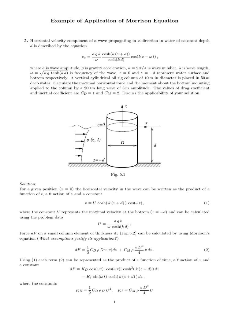 Example of Application of Morrison Equation | PDF | Waves ...