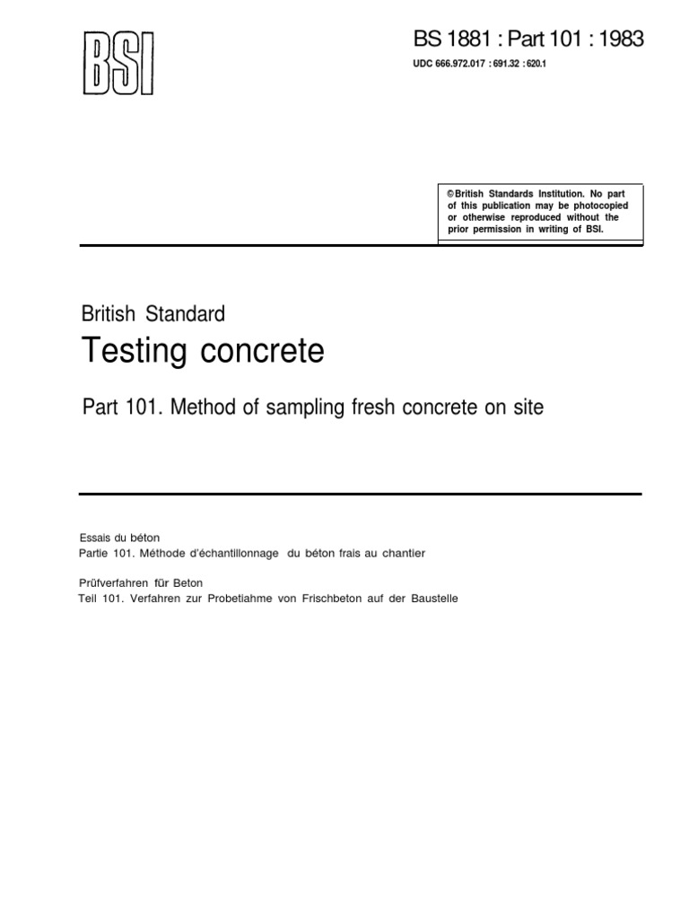BS 1881 1983 Part 101 | PDF | Concrete | Engineering