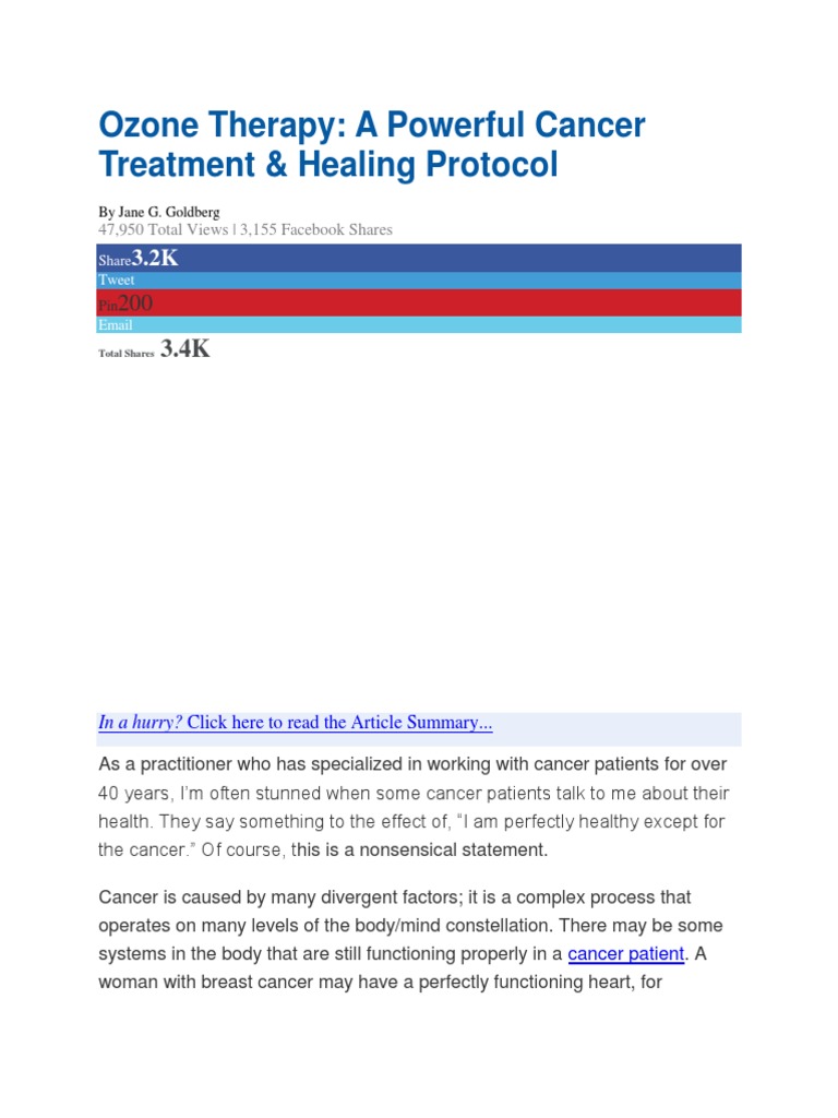 Ozone Therapy | PDF | Cancer | Ozone