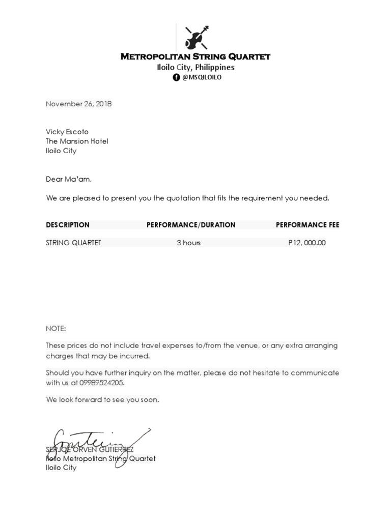 Metropolitan String Quartet: Iloilo City, Philippines | PDF | Home & Garden