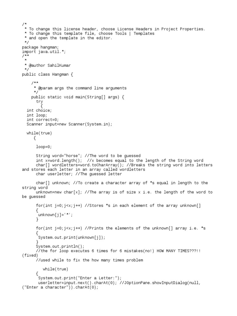 Hangman | PDF | Control Flow | String (Computer Science)