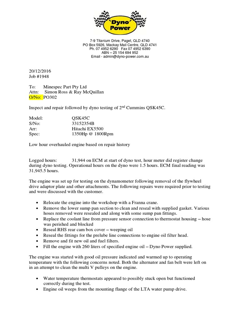 Engine Test Data | PDF | Engines | Vehicle Parts