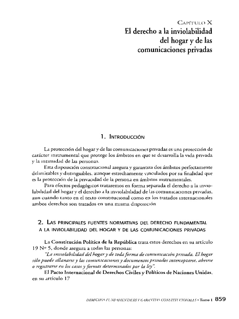 Nogueira Cap 10 Vol 1 Derecho A La Inviolabilidad Del Hogar y de Las Comunicaciones Privadas PDF ...