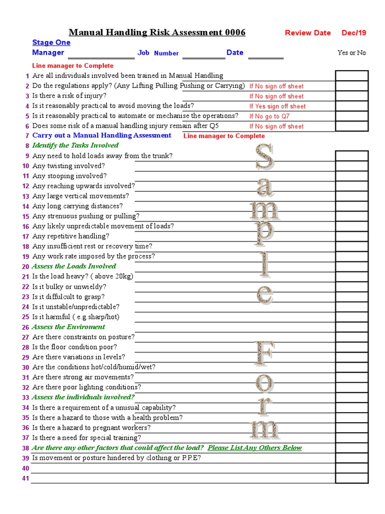 Manual Handling Risk Assessment Guide | PDF | Risk Assessment | Risk