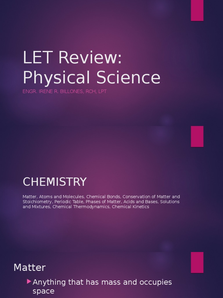 LET Review: Physical Science Concepts | PDF | Heat | Temperature