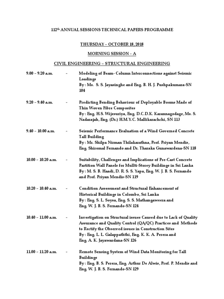 112th Annual Sessions Technical Paper Presentations - Full Programme ...