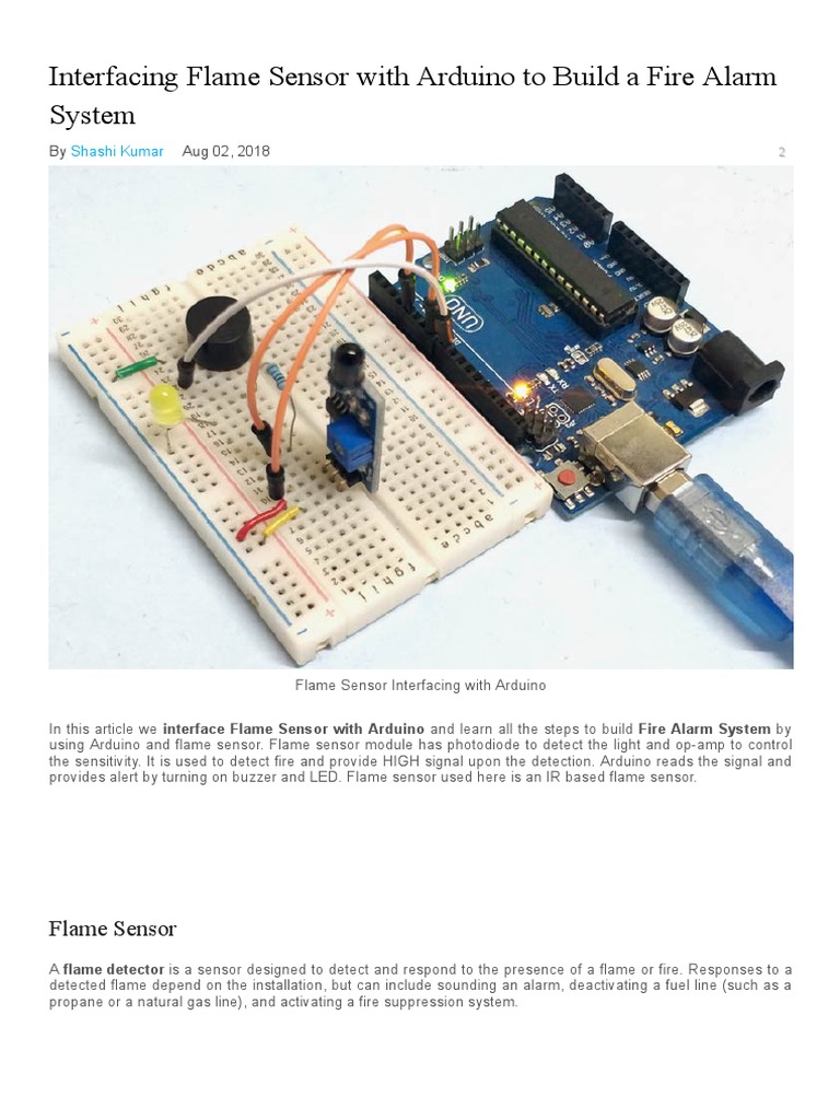 Arduino Flame Sensor Interfacing To Build A Fire Alarm System | PDF ... Arduino Flame Sensor Interfacing To Build A Fire Alarm System | PDF ...