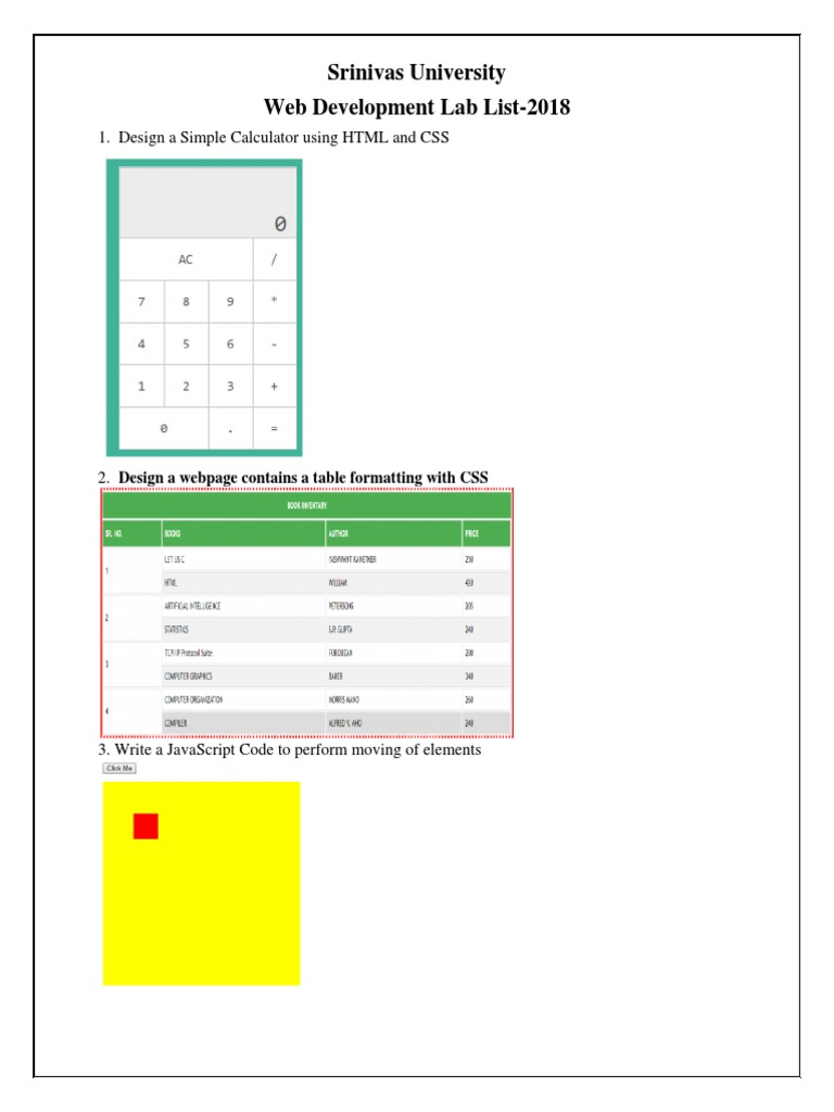 Web Technology Lab List | PDF