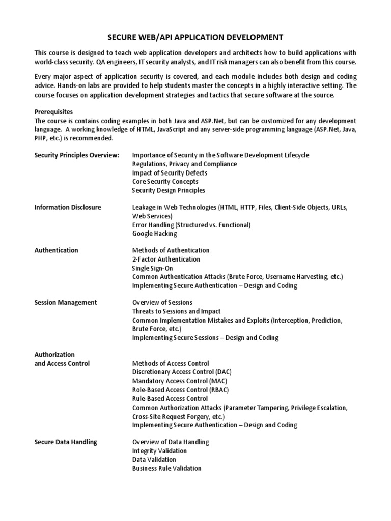 Secure Web Application Development Pdf Web Application