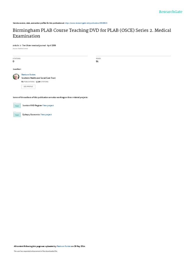 Birmingham PLAB Course Teaching DVD For PLAB OSCE PDF | PDF | Physical ...