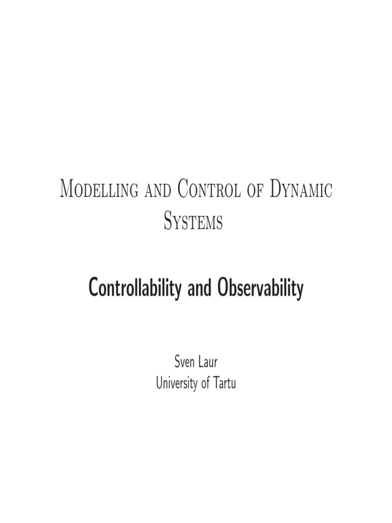 Controllability And Observability Pdf Control Theory Applied Mathematics