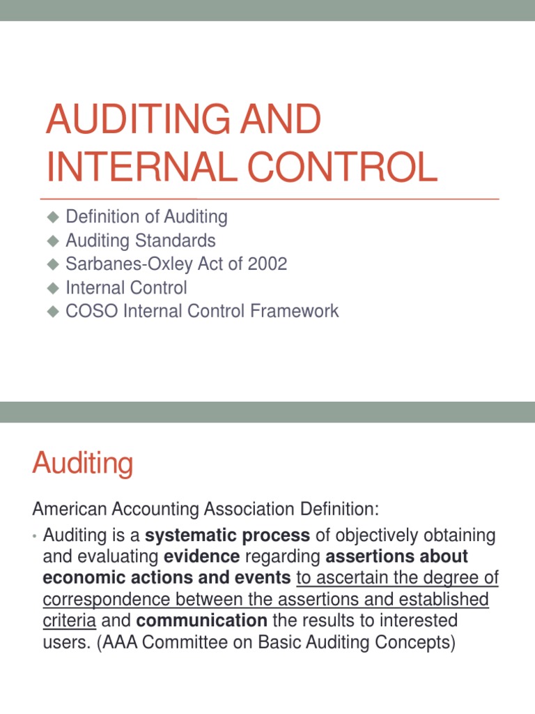 CH 1 Auditing and Internal Control | PDF | Internal Control | Sarbanes ...