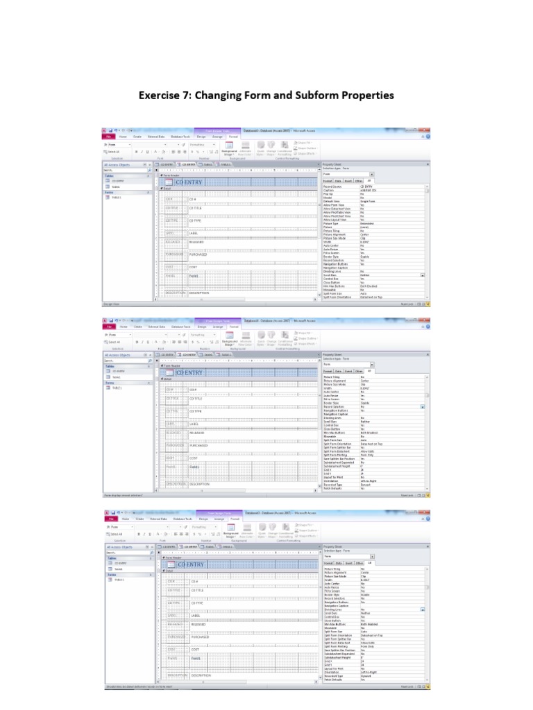 Exercise 7: Changing Form and Subform Properties | PDF | Computers