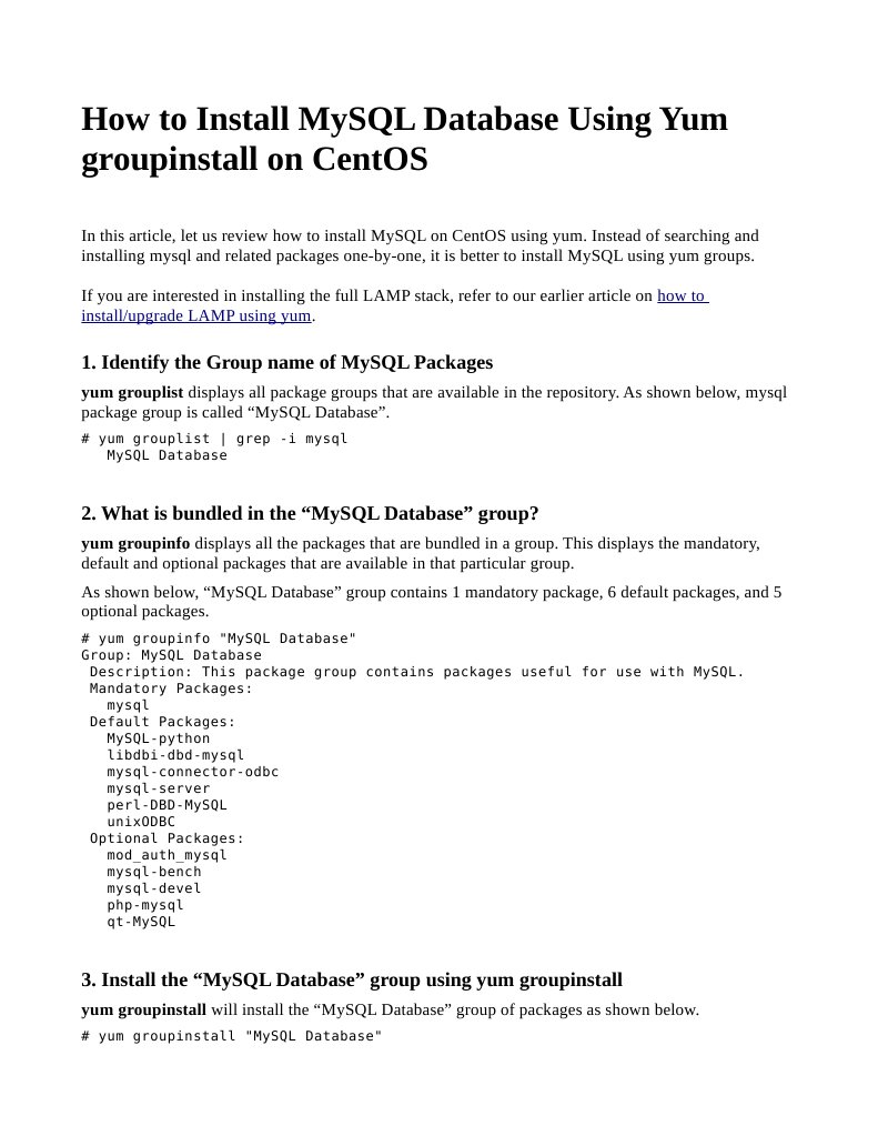 Install MySQL Database Using Yum Group Install | PDF | My Sql | Password