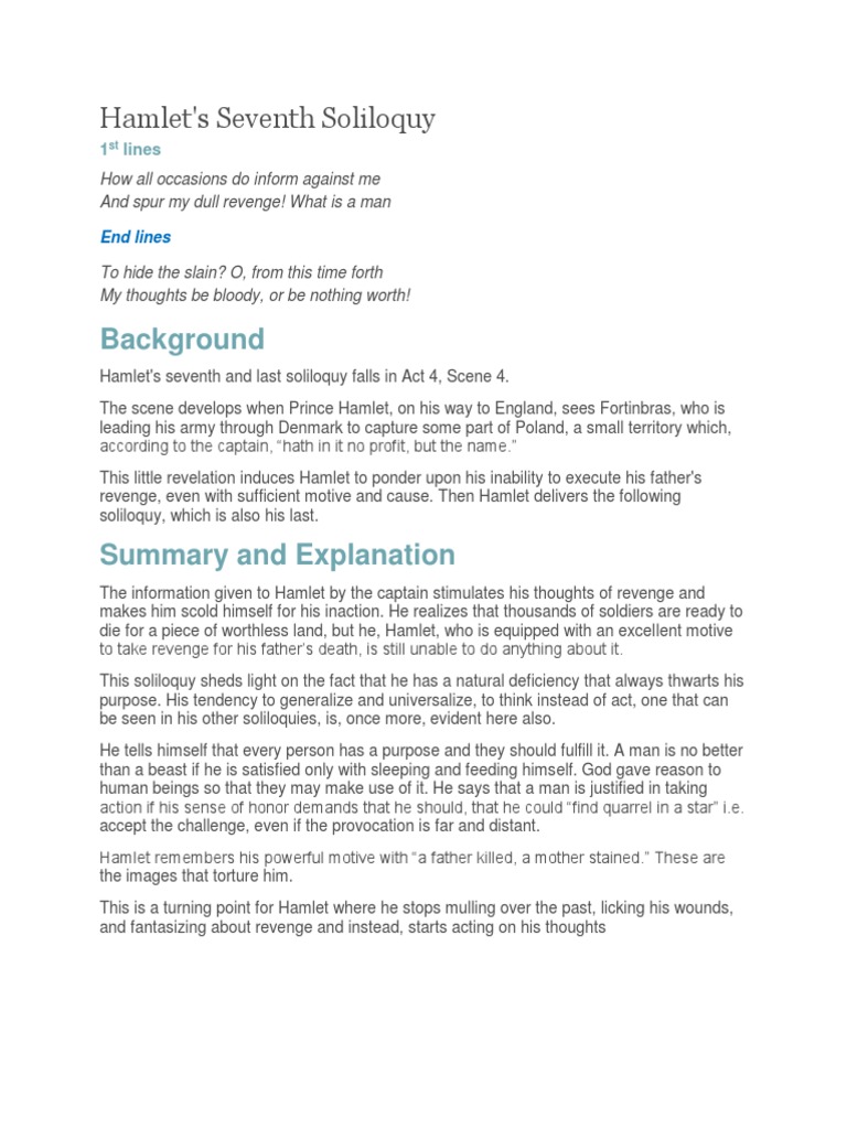 Hamlet's Seventh Soliloquy