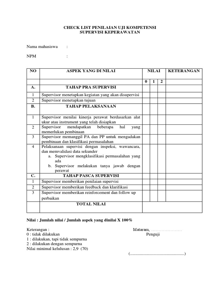 Check List Supervisi | PDF