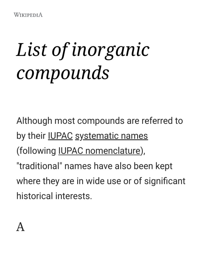 List of Inorganic Compounds - Wikipedia | Zirconium | Chlorine