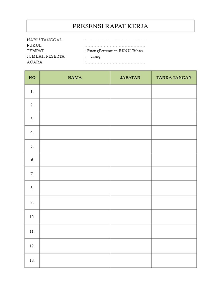 Contoh Presensi | PDF