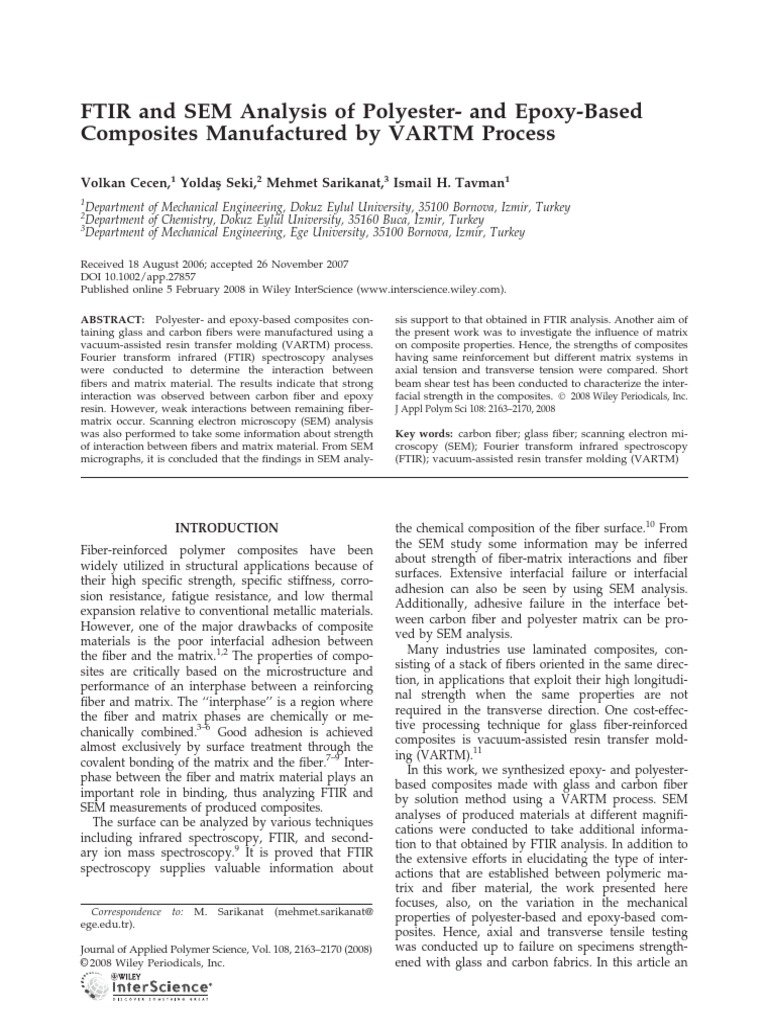 FTIR and SEM Analysis of Polyester - and Epoxy-Based Composites ...