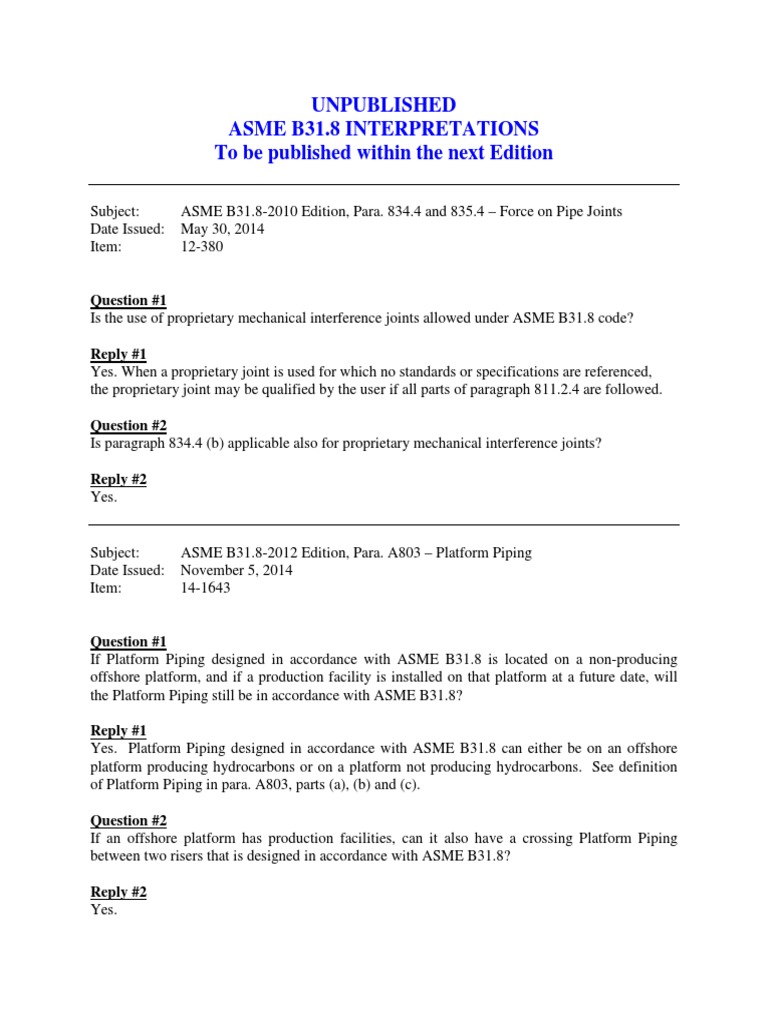 interpretation asme b31.8 | Pipe (Fluid Conveyance) | Pipeline Transport