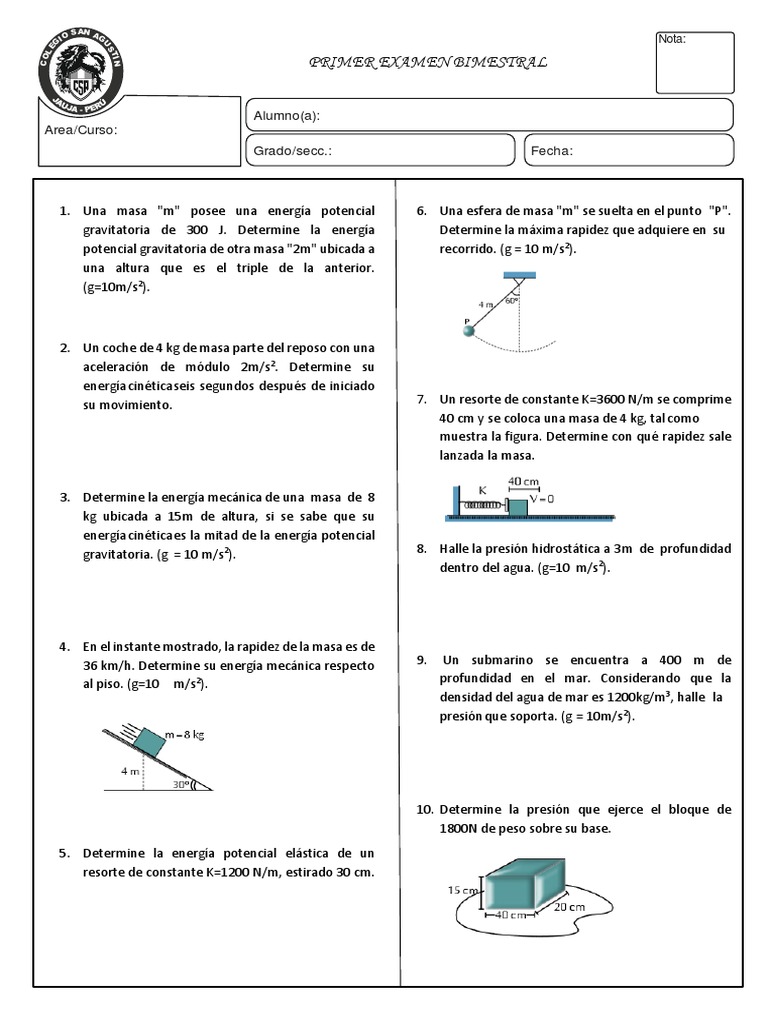 Ejercicios de Energía Mecánica | PDF | Masa | Energía potencial