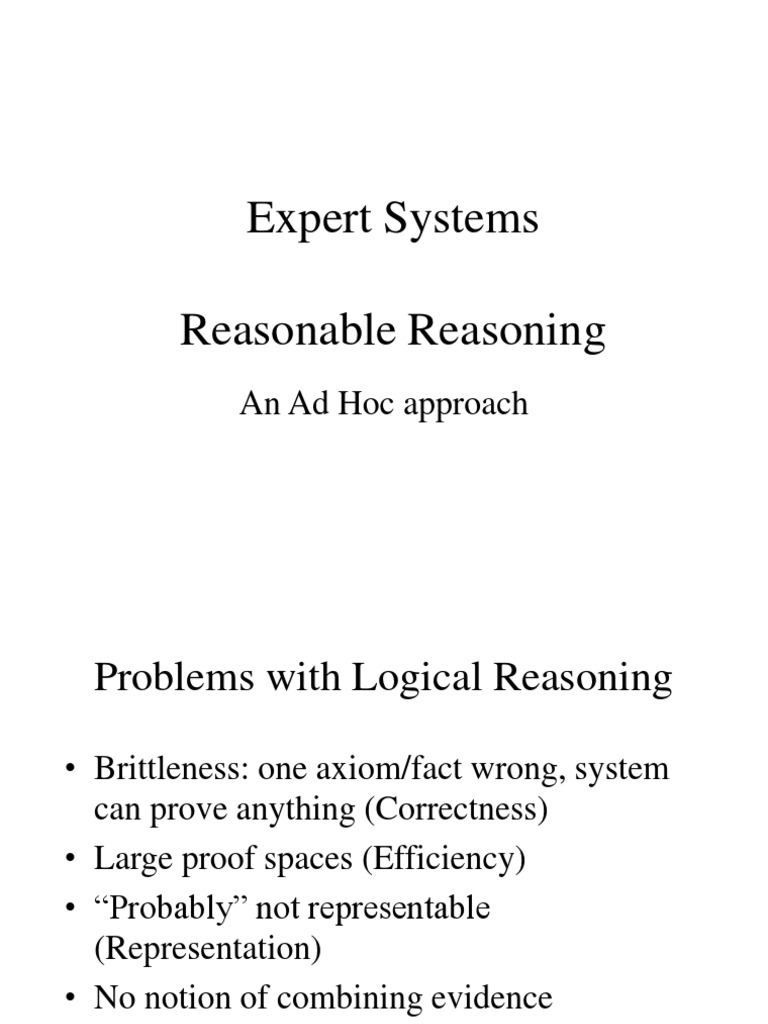 Expert Systems Reasonable Reasoning: An Ad Hoc Approach | PDF | Expert ...