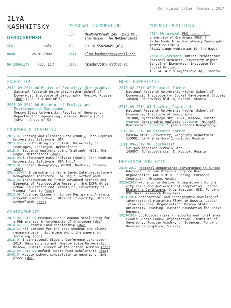 Ilya Kashnitsky: Demographer | PDF | Demography | Geography