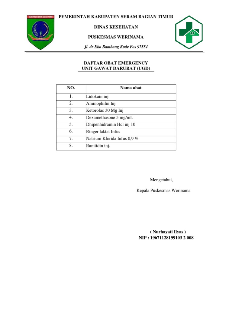 Daftar Obat Emergency Ugd | PDF
