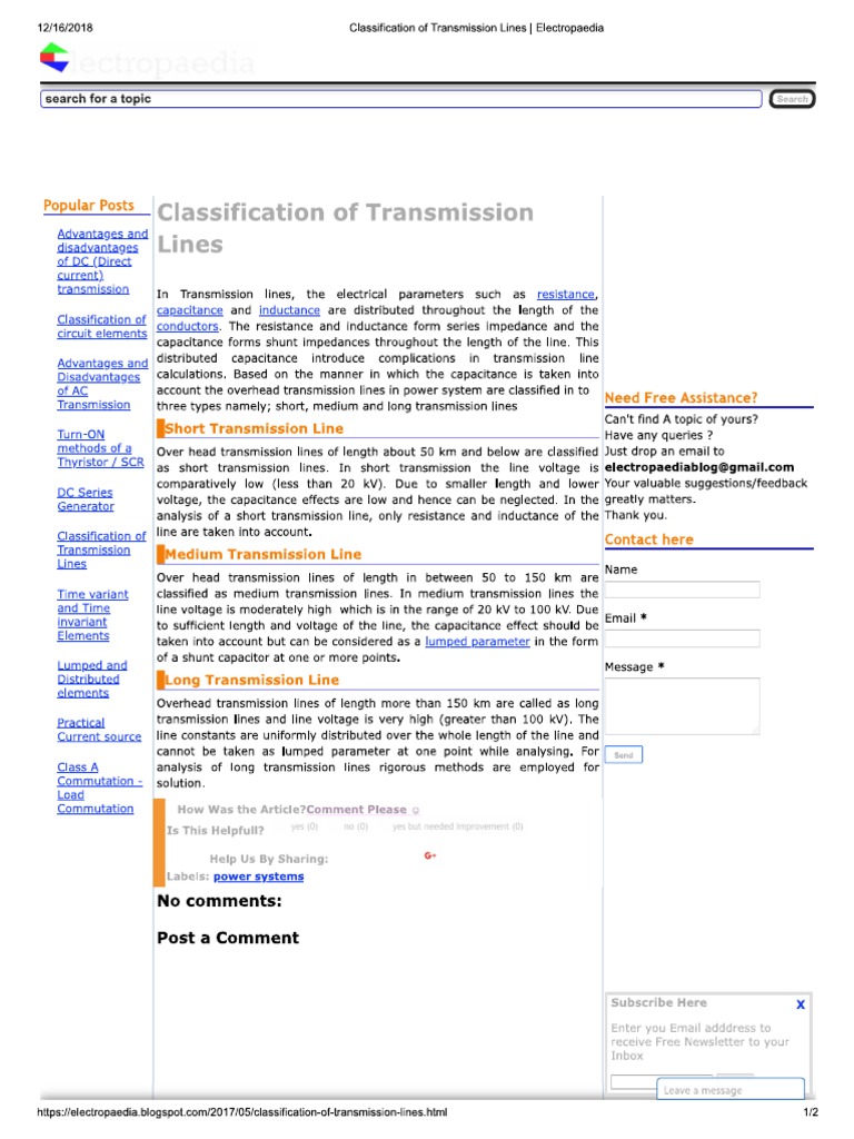 Classification of Transmission Lines | PDF
