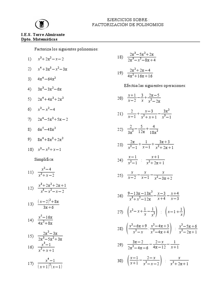 factorizacion de polinomios.pdf | Factorización | Álgebra