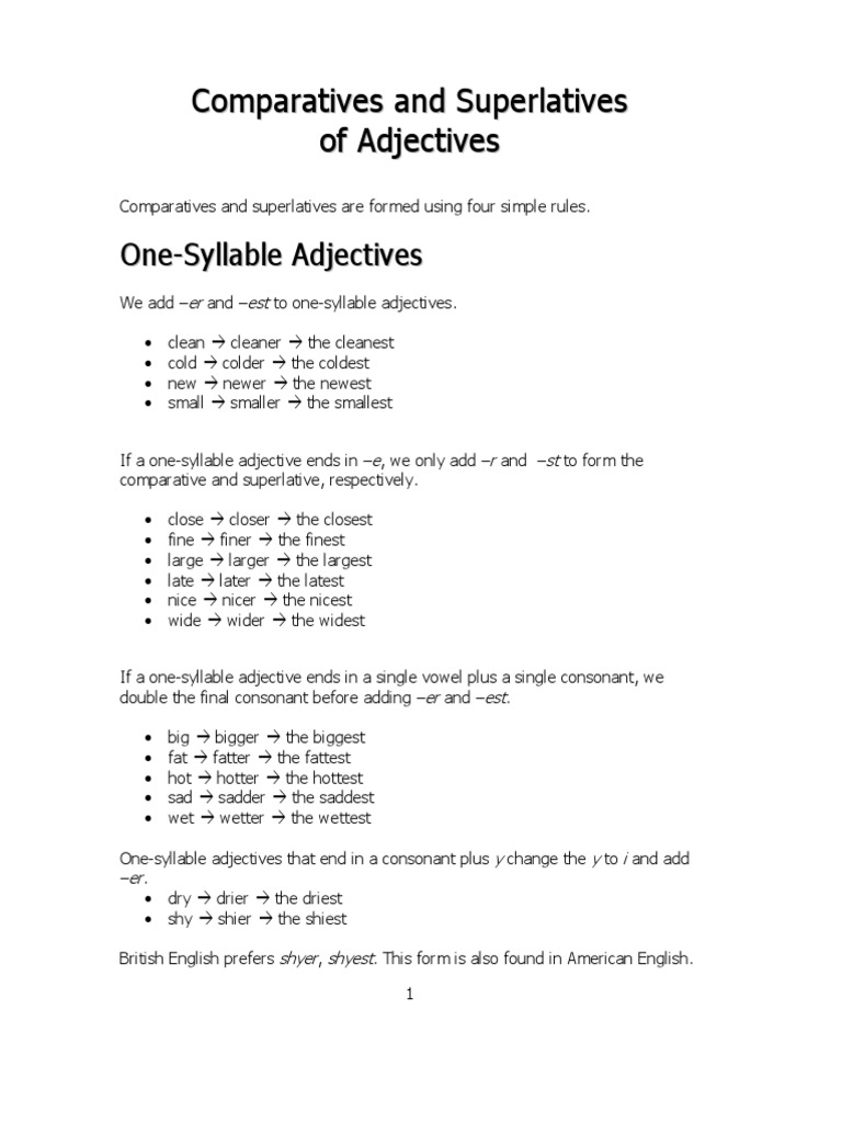 Exercise With Comparative and Superlative Adjectives | PDF | Onomastics ...