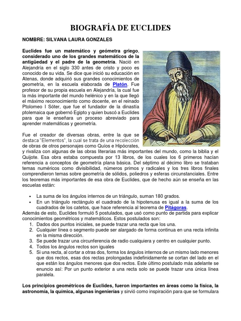 Biografía de Euclides | PDF | Euclides | Geometría