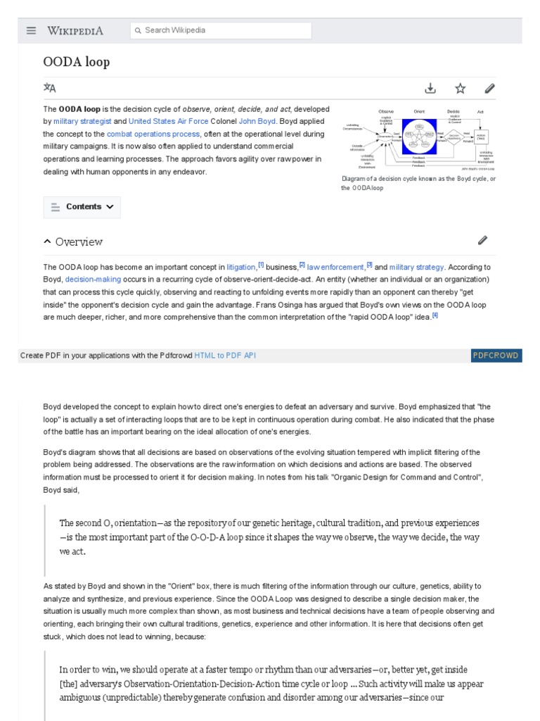 OODA Loop: Search Wikipedia | PDF | Cognition | Emergence